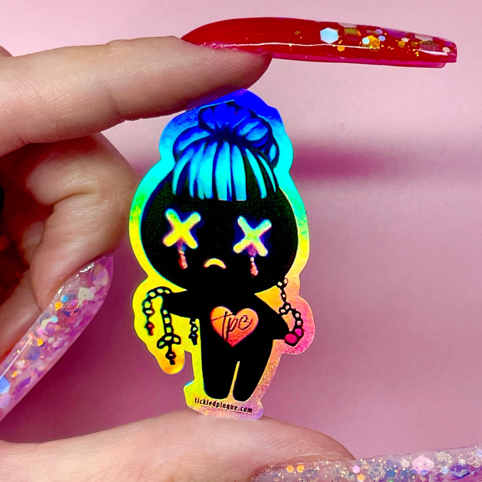 Holographic F*que Love Sticker – Tickled Pinque Cosmetics